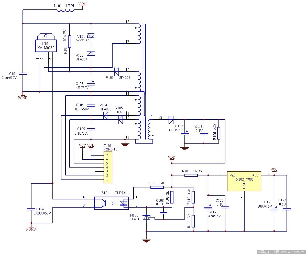 5l0380r电路图,7m0880电源实例电路图,pn8024r电路图_大山谷图库